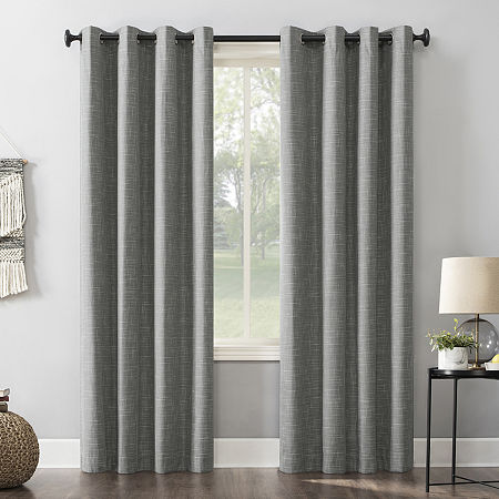 Kline Burlap Weave Thermal Extreme 100 Blackout Grommet Curtain Panel - Gray