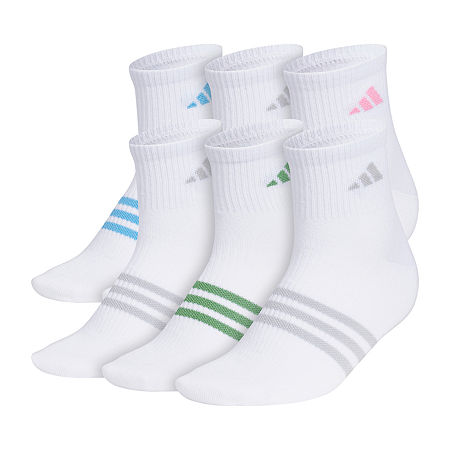 adidas Womens 6-Pk. Superlite 3.0 Quarter Socks - Grey/Yellow/Blue Dawn