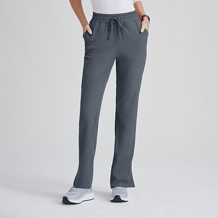 Skechers Skp623 Gamma 6-Pocket Mid-Rise Tapered Leg Womens Petite Tag Free Stretch Fabric Moisture Wicking Scrub Pant  Petite X-small  Gray