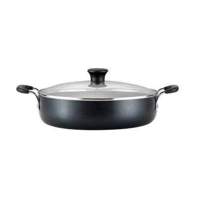 T-Fal 12" Aluminum Non-Stick Deep Sauce Pan, Color: Black - JCPenney