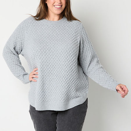 Click here for St. Johns Bay Plus Womens Crew Neck Long Sleeve Pu... prices