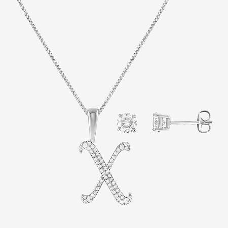 Click here for HADLEY & ROW Initial Womens Cubic Zirconia Pure Si... prices