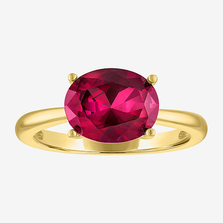 Click here for Womens Lab Created Red Ruby 14K Gold Over Silver O... prices