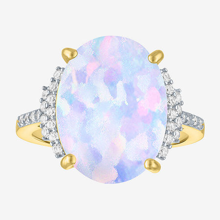 Click here for Womens Lab Created White Opal 14K Gold Over Silver... prices