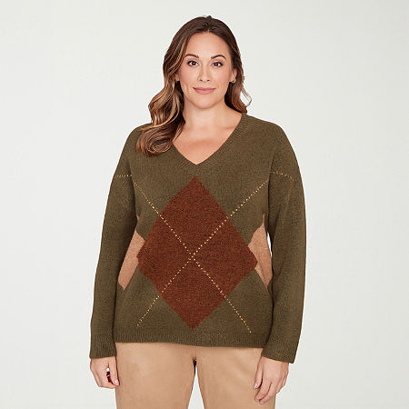 Click here for Plus Size Hearts of Palm Neutral Ground Argyle V N... prices
