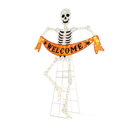 Glitzhome 86.25 Lighted Halloween Skeleton Outdoor Decor with Warm White Led Lights - Multi