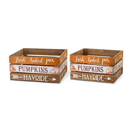 Click here for Glitzhome Set Of 2 Wooden Pumpkin Crate Decorative... prices