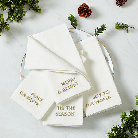 Click here for Elrene Joyful Sentiment Embroidered Napkins  Set o... prices