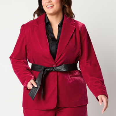 Worthington Plus Womens Velvet Jacket, Color: Luxury Red - JCPenney