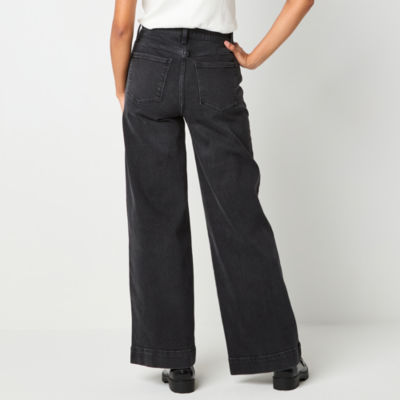 a.n.a Embellished Womens High Rise Wide Leg Jean, Color: Onyx - JCPenney