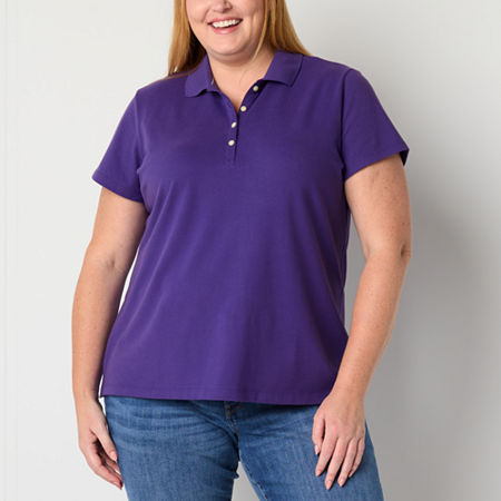 Click here for St. Johns Bay Womens Plus Short Sleeve Polo Shirt... prices
