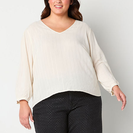 Click here for a.n.a Plus Womens Shine V Neck 3/4 Sleeve Blouse... prices