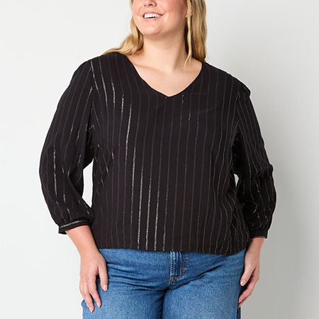 Click here for a.n.a Plus Womens Shine V Neck 3/4 Sleeve Blouse... prices