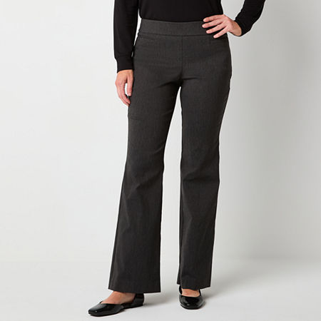 Liz Claiborne Lisa Womens Tall Flare Mid Rise Pull-On Pant  6 Tall  Gray
