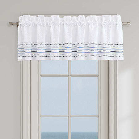 J Queen New York Bayside Window Straight Valance  18 x 88 - Blue