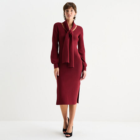 Click here for by&by Womens Juniors Long Sleeve Midi Sweater Dres... prices