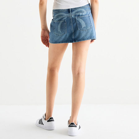 Forever 21 Womens Low Rise Bow Back Denim Skirt Juniors  8  Blue