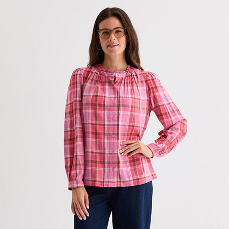 Click here for St. Johns Bay Womens Round Neck Long Sleeve Blouse... prices