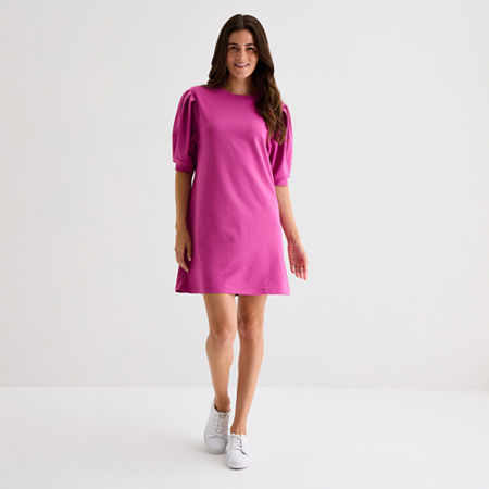 Click here for St. Johns Bay Womens Elbow Sleeve Midi Shift Dress... prices