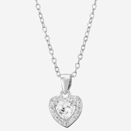 Click here for Girls White Cubic Zirconia Sterling Silver Heart 1... prices