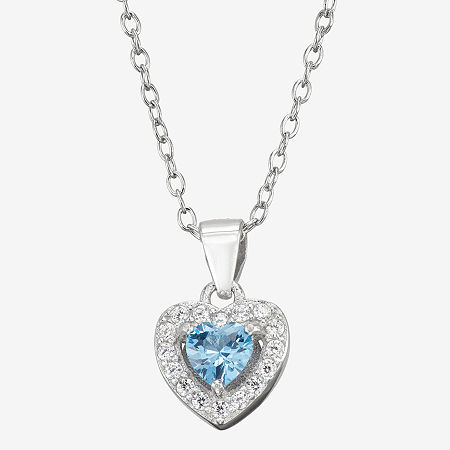Click here for Girls Blue Cubic Zirconia Sterling Silver Heart 15... prices