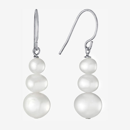 Click here for Silver Treasures Womens White Simulated Pearl Ster... prices