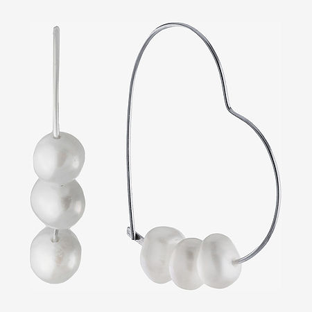 Click here for Silver Treasures Womens White Simulated Pearl Ster... prices