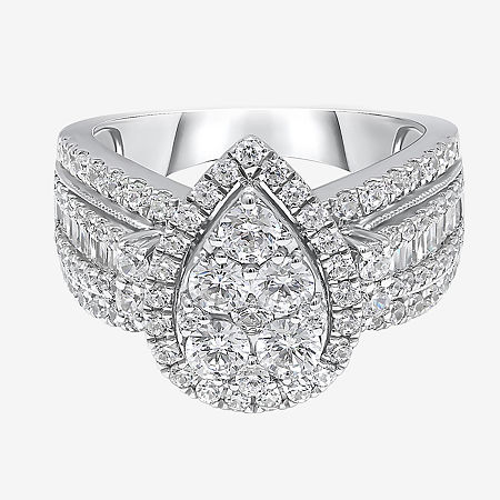 Click here for 2 CT.T.W. Natural Diamond Pear Shape Side Stone Ha... prices