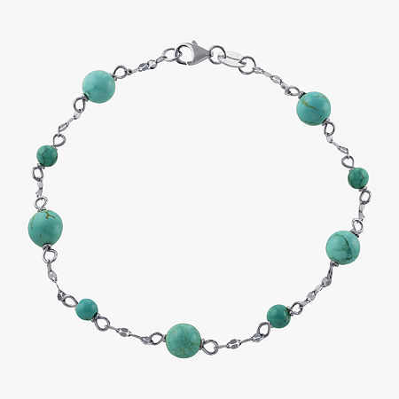 Click here for Womens Enhanced Blue Turquoise Sterling Silver Bea... prices