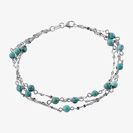 Click here for Womens Enhanced Blue Turquoise Sterling Silver Bea... prices