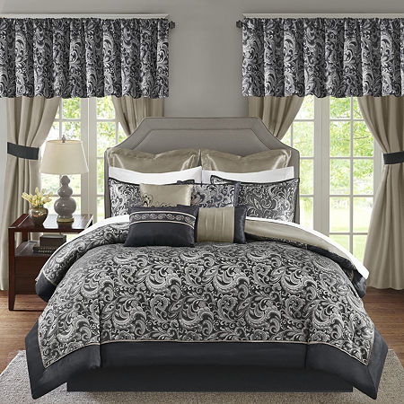 Madison Park Essentials Brystol 24-Pc. Room-in-a-Bag  King - Black