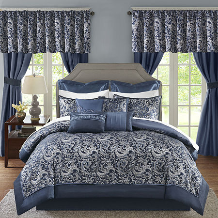 Madison Park Essentials Brystol 24-Pc. Room-in-a-Bag  Queen - Navy