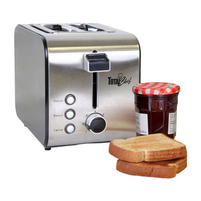 Total Chef 2-Slice Stainless Steel Toaster with Defrost and Reheat ...