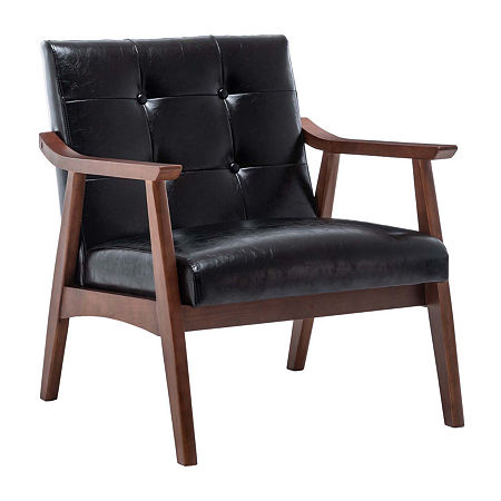 Convenience Concepts 27.5 Faux Leather Natalie Accent Chair - Black Faux Leather  Espresso