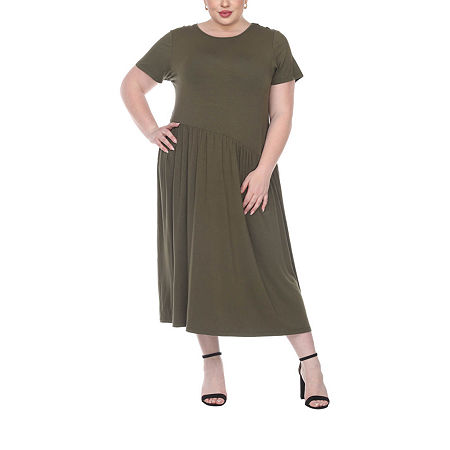 Click here for White Mark Womens Plus Short Sleeve Midi Maxi Dres... prices