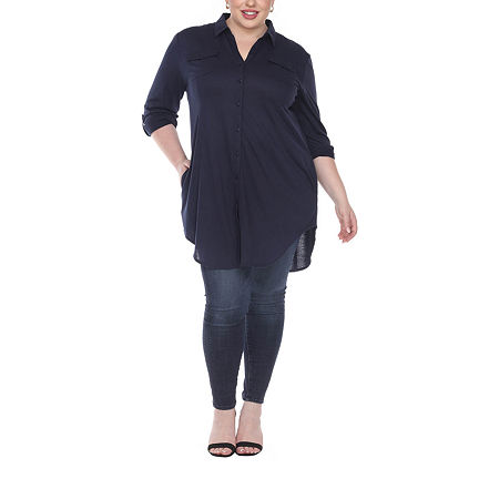 Click here for White Mark Womens Plus Roll Tab Long Sleeve Regula... prices