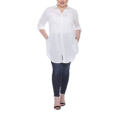 Click here for White Mark Womens Plus Roll Tab Long Sleeve Regula... prices