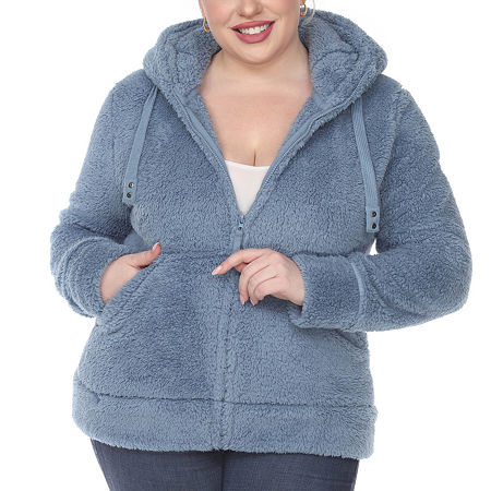 Click here for White Mark Plus Size Hooded Sherpa Jacket - Denim... prices