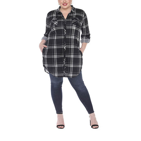 Click here for White Mark Womens Plus Roll Tab Long Sleeve Loose... prices