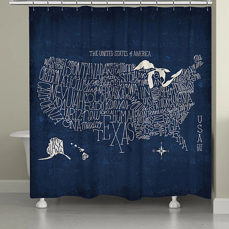 Click here for Laural Home Us Map Blueprint Shower Curtain  One S... prices