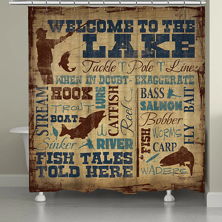 Click here for Laural Home Welcome To The Lake Shower Curtain  On... prices