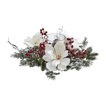 Click here for Nearly Natural Magnolia & Berry Arrangement Candel... prices