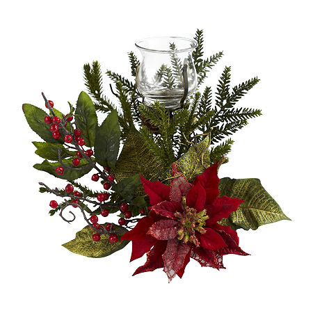 Click here for Nearly Natural Poinsettia Candelabrum Christmas Ta... prices