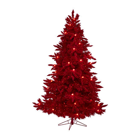 Click here for Nearly Natural Flocked Faux 7 Foot Pre-Lit Fir Chr... prices