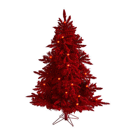 Click here for Nearly Natural Red Flocked Fraser Faux 5 Foot Pre-... prices