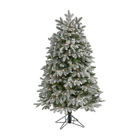 Click here for Nearly Natural Flocked Faux 5 Foot Pre-Lit Fir Chr... prices