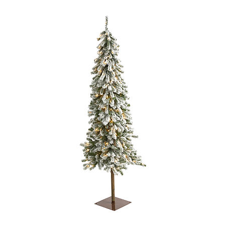 Click here for Nearly Natural Flocked 6 Foot Pre-Lit Christmas Tr... prices