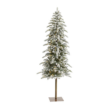 Click here for Nearly Natural Flocked 6 1/2 Foot Pre-Lit Christma... prices