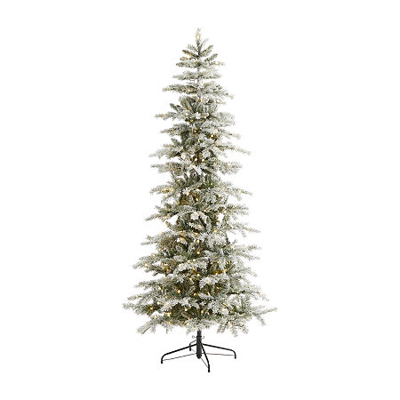 Click here for Nearly Natural Slim Flocked 7 1/2 Foot Pre-Lit Spr... prices