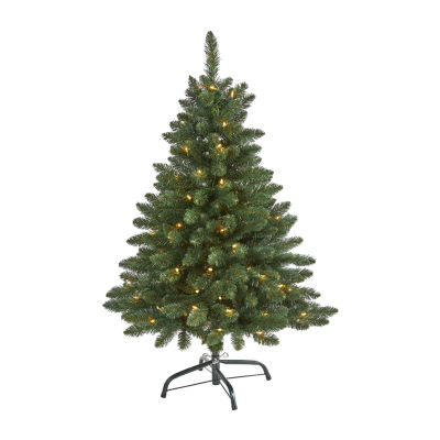 Nearly Natural Spruce 4 Foot Pre-Lit Spruce Christmas Tree, Color ...